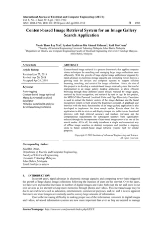 Content-based Image Retrieval System for an Image Gallery Search Application | PDF