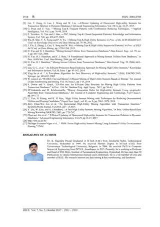 Optimized High-Utility Itemsets Mining for Effective Association Mining Paper | PDF