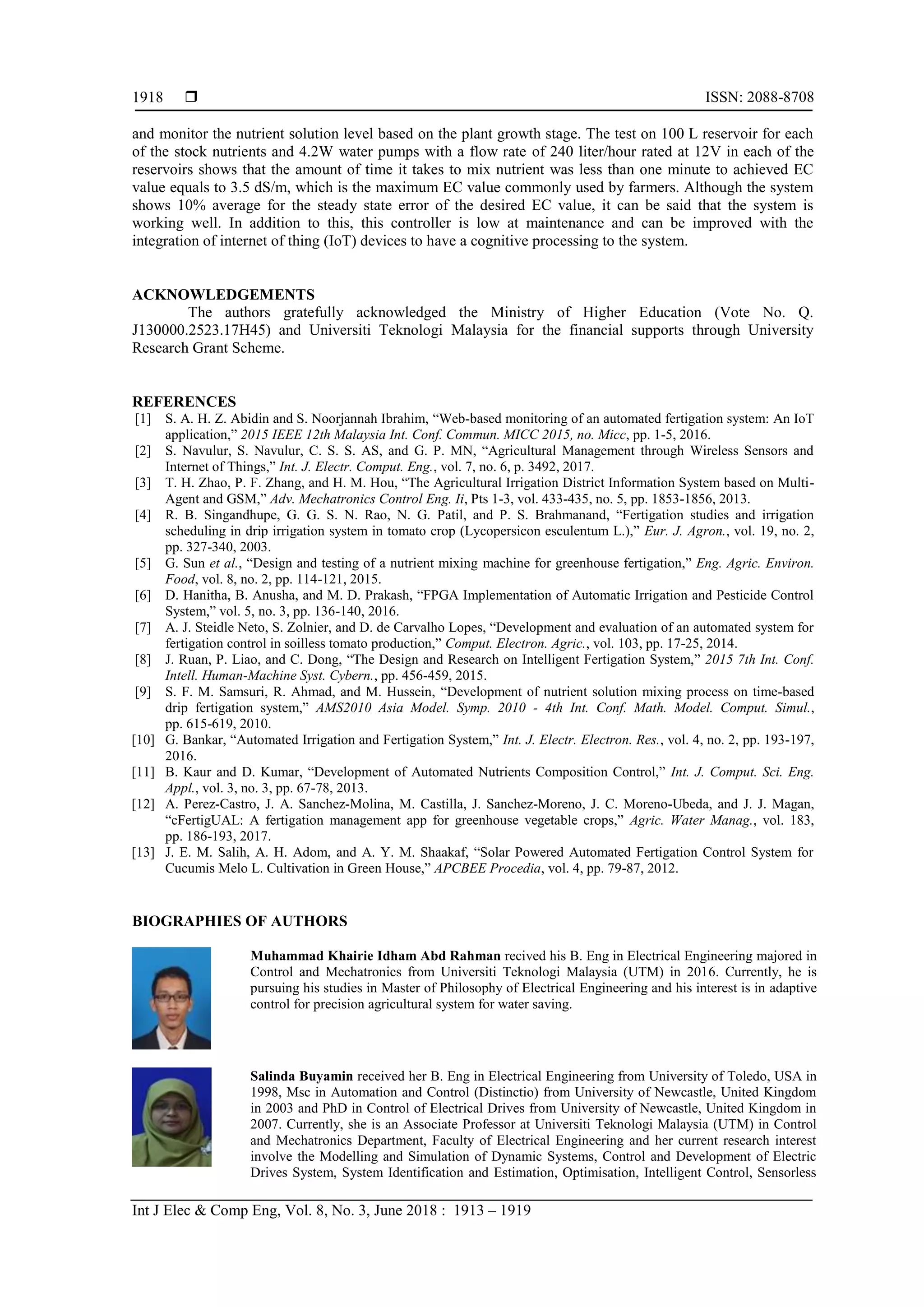 Development of Automatic Mixing Process for Fertigation System in Rock ...