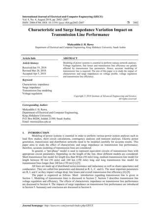 Characteristic and Surge Impedance Variation Impact on Transmission ...