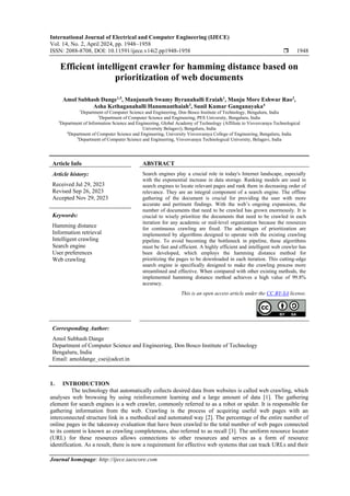Efficient intelligent crawler for hamming distance based on prioritization of web documents ...