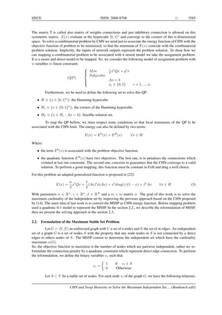 CHN and Swap Heuristic to Solve the Maximum Independent Set Problem | PDF