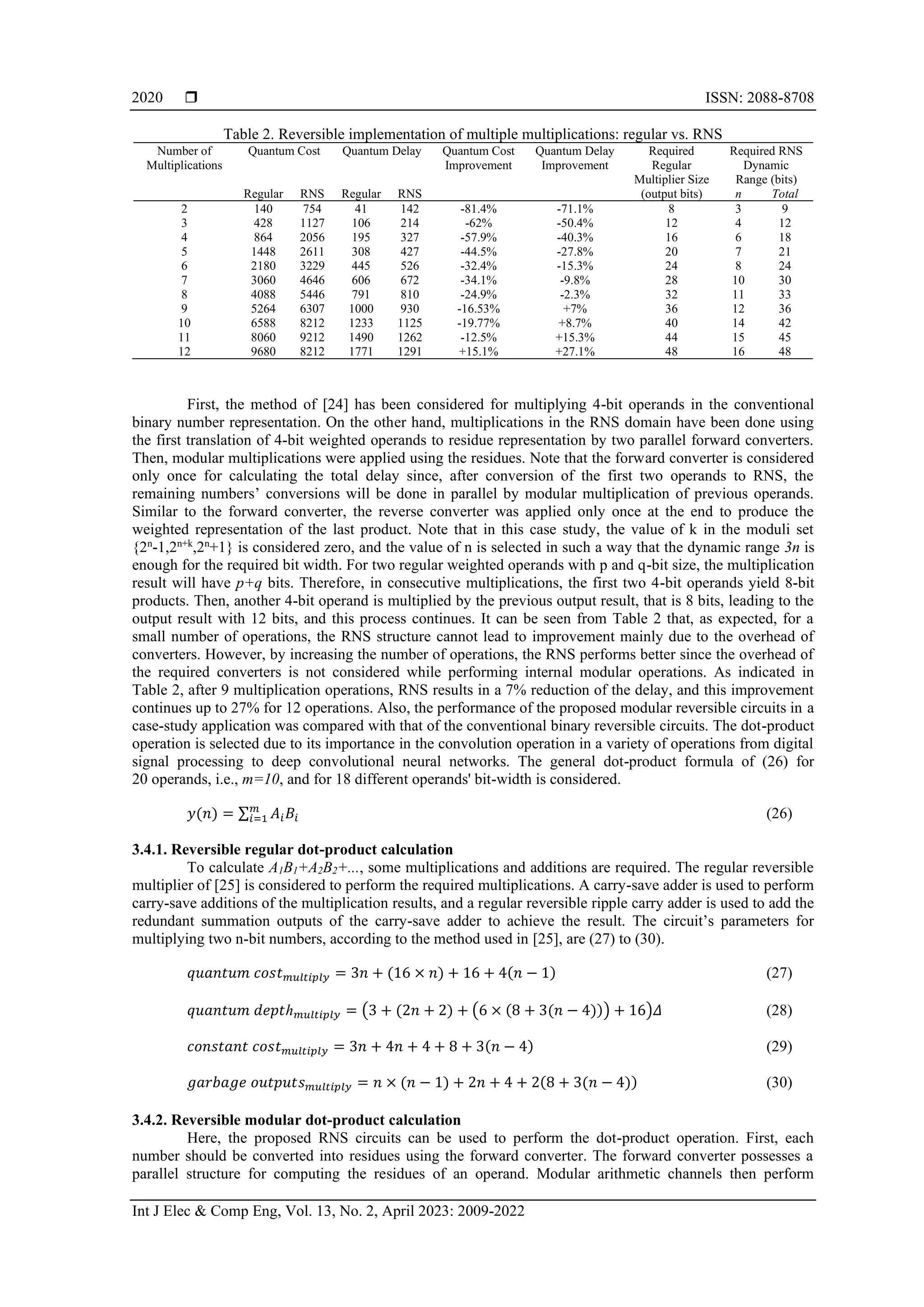 The use of reversible logic gates in the design of residue number ...
