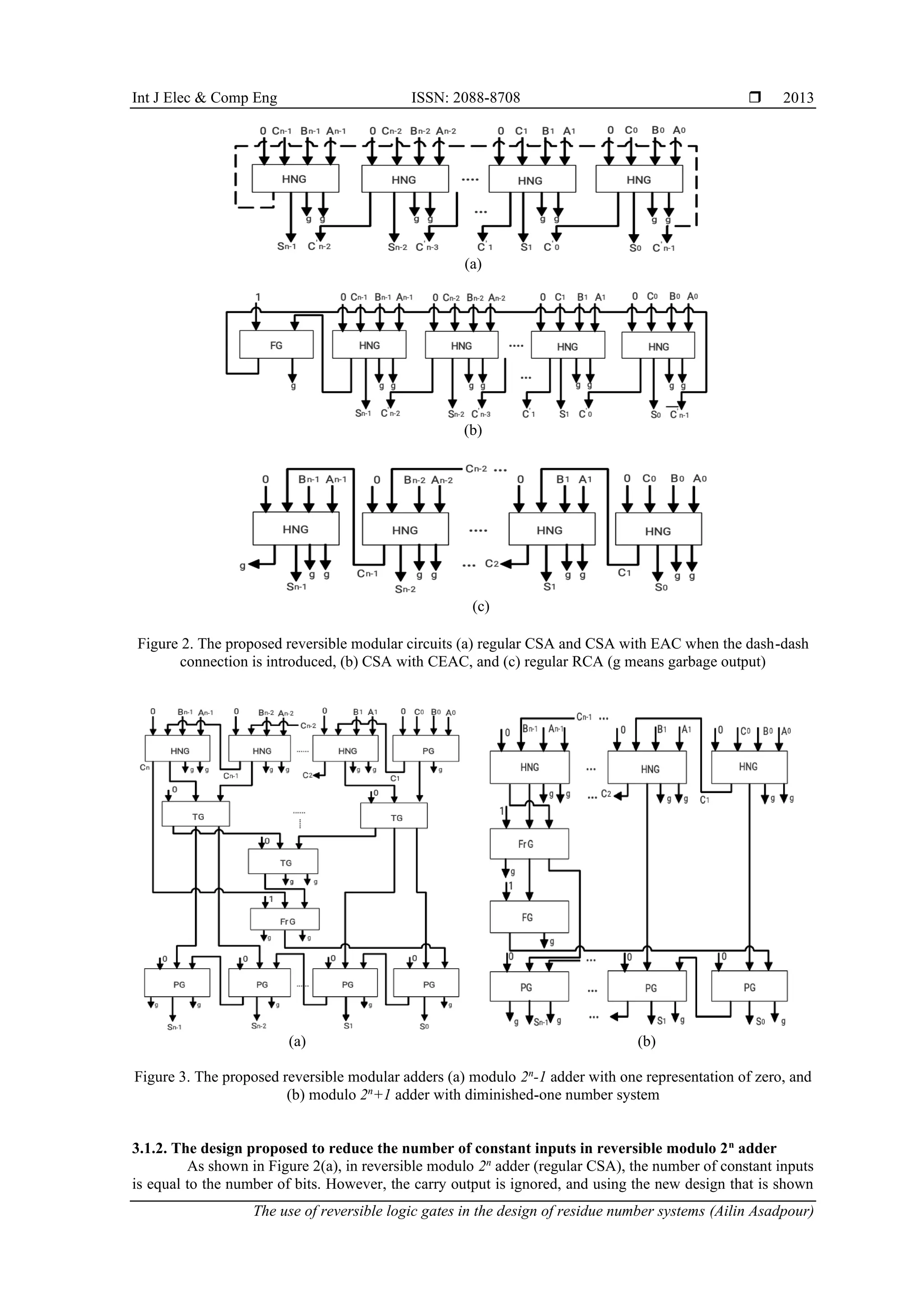 The use of reversible logic gates in the design of residue number ...