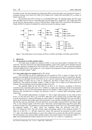 The use of reversible logic gates in the design of residue number ...