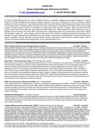 Asif M Idris 2015 CV PM | DOC