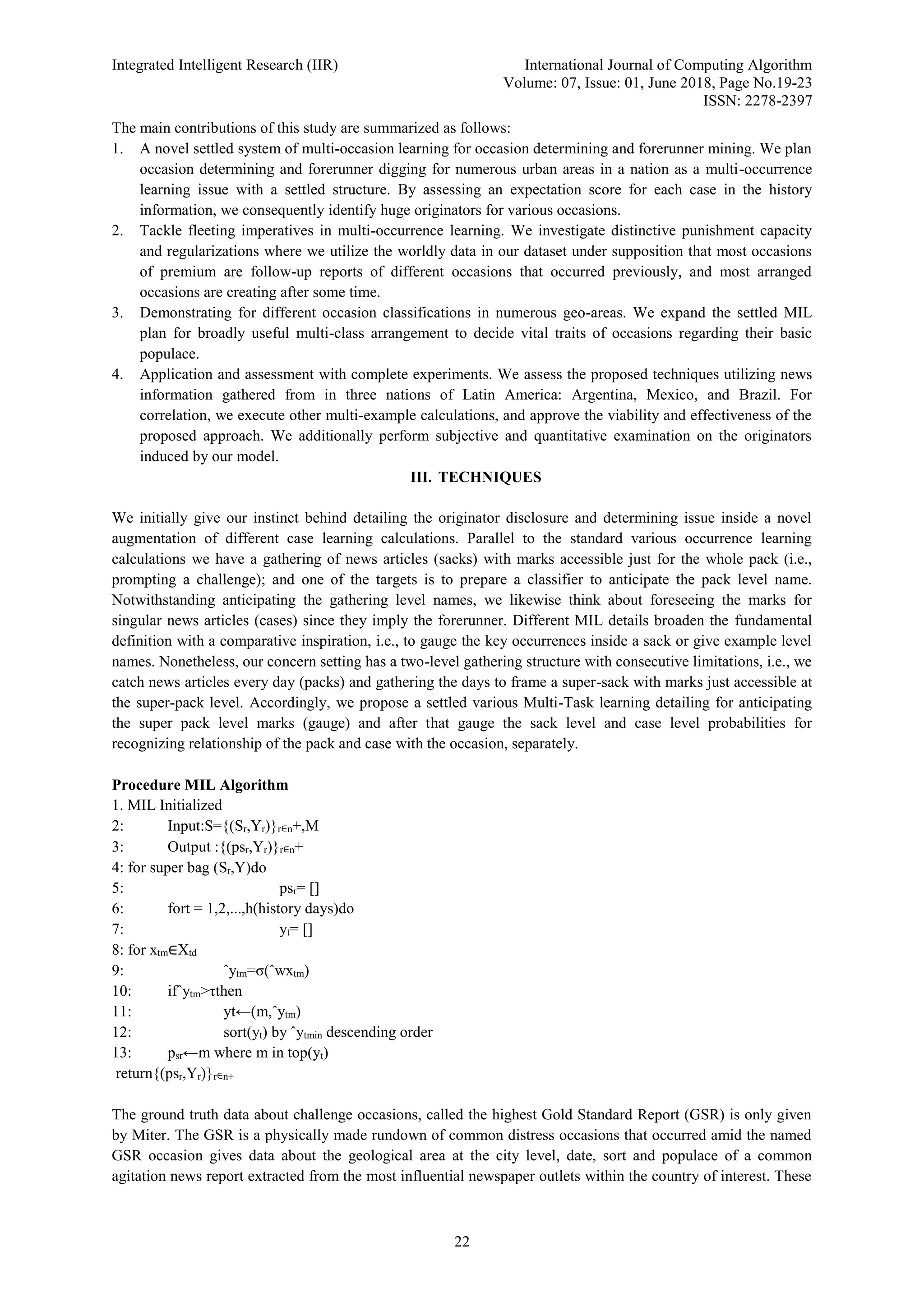 Modeling Originators For Event Forecasting Multi Task Learning In Mil Algorithm Pdf