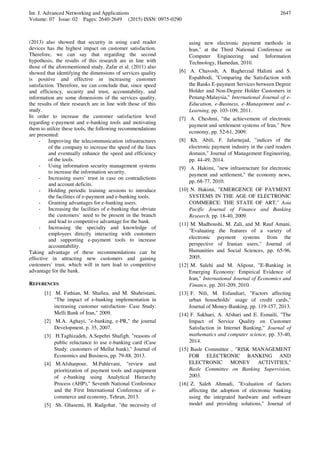 The Role of E-Payment Tools and E-Banking in Customer Satisfaction Case Study: Pasargad Bank E ...