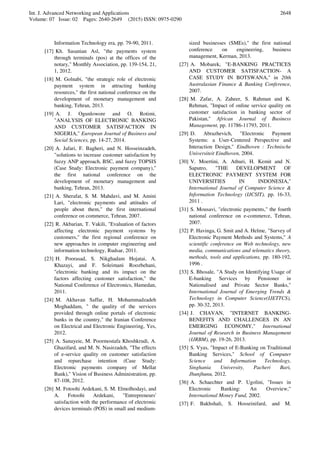 The Role of E-Payment Tools and E-Banking in Customer Satisfaction Case Study: Pasargad Bank E ...