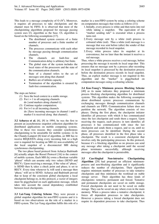 A Survey Of Various Fault Tolerance Checkpointing Algorithms In 9538