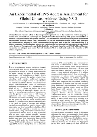 An Experimental of IPv6 Address Assignment for Global Unicast Address Using NS-3 | PDF ...