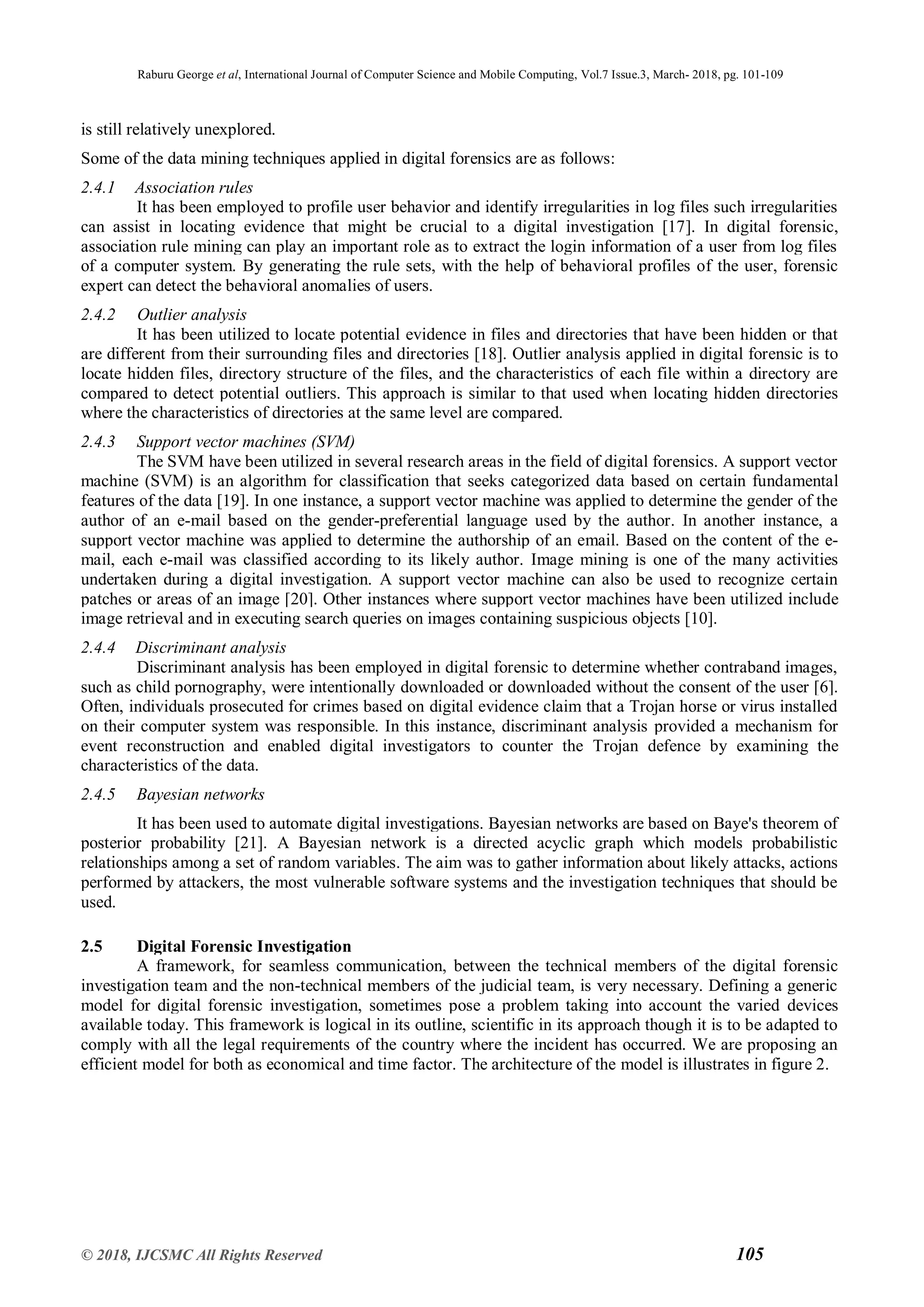 Applying Data Mining Principles in the Extraction of Digital Evidence | PDF