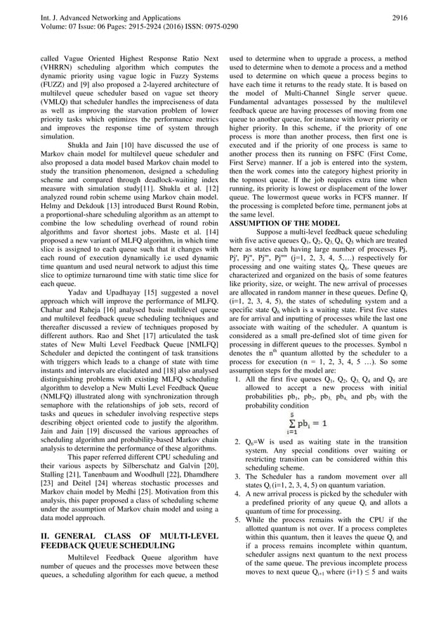 Analysis Of Multi Level Feedback Queue Scheduling Using Markov Chain Model With Data Model