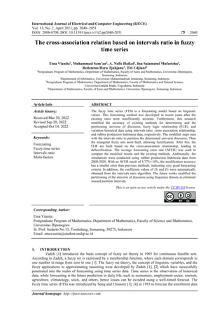 The cross-association relation based on intervals ratio in fuzzy time series | PDF
