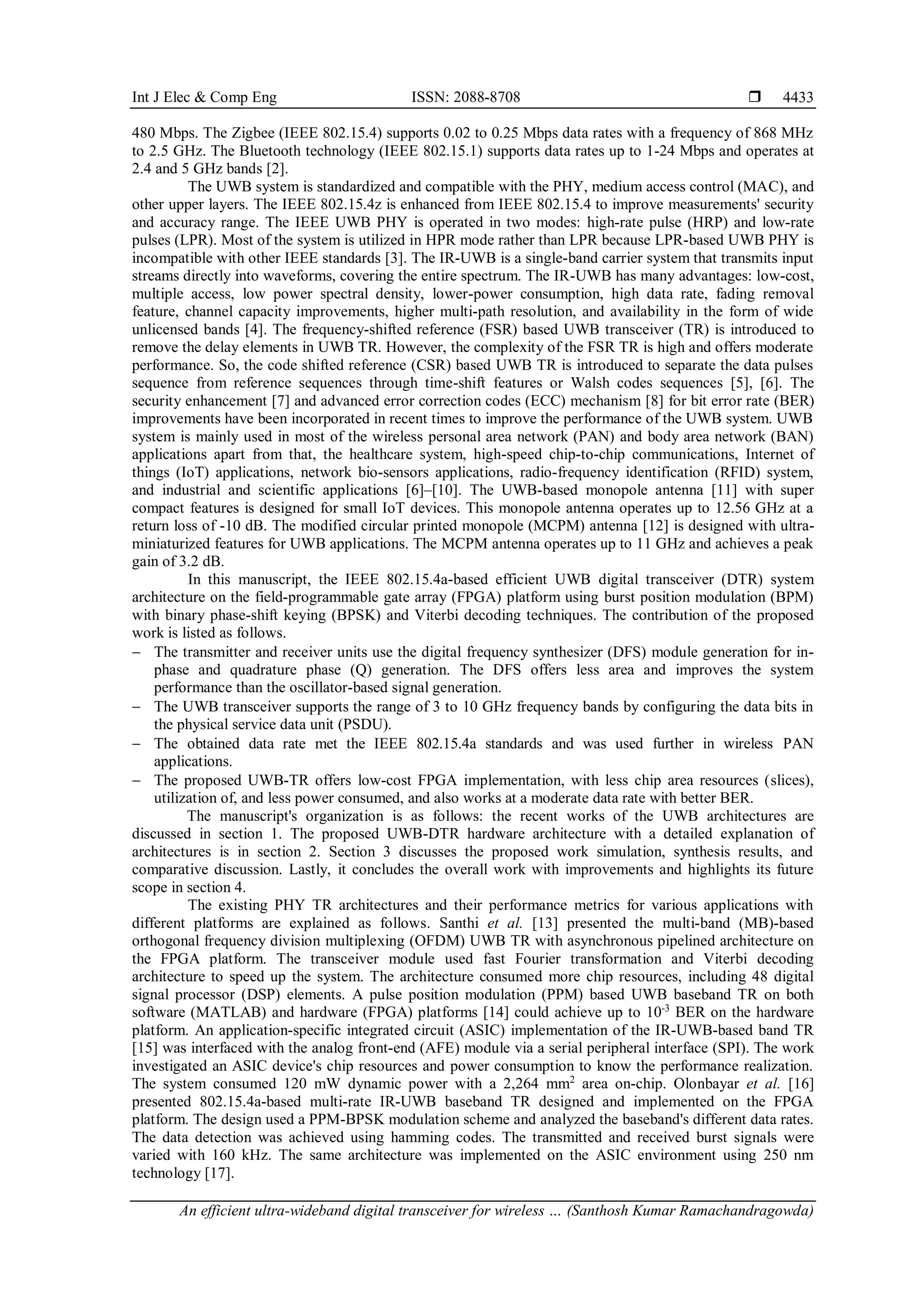 An efficient ultra-wideband digital transceiver for wireless applications on the field ...