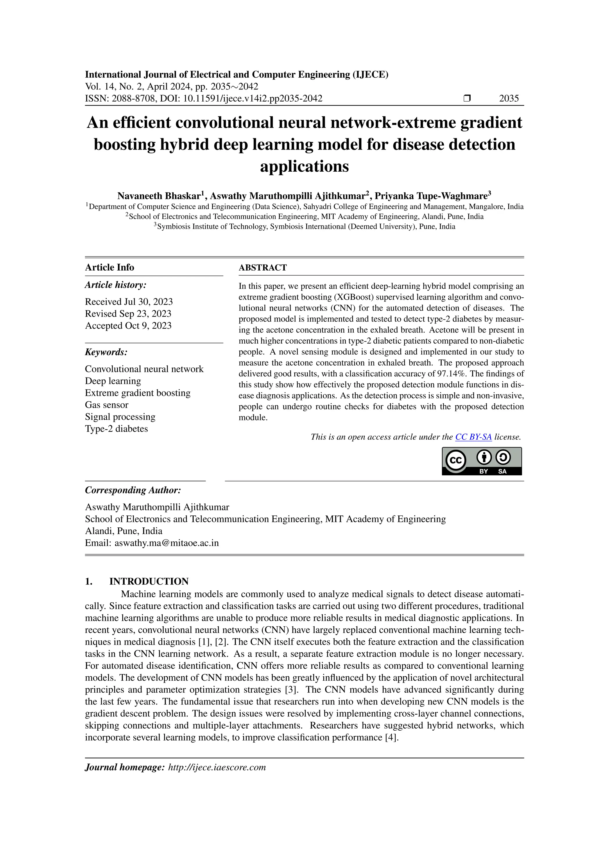 An Efficient Convolutional Neural Network Extreme Gradient Boosting