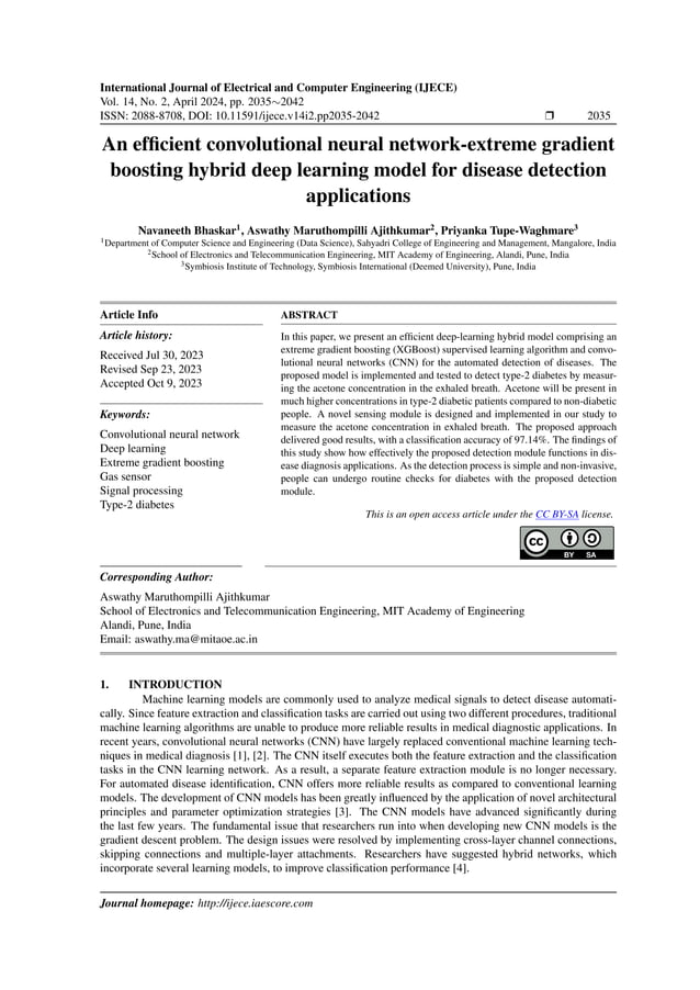 An Efficient Convolutional Neural Network Extreme Gradient Boosting