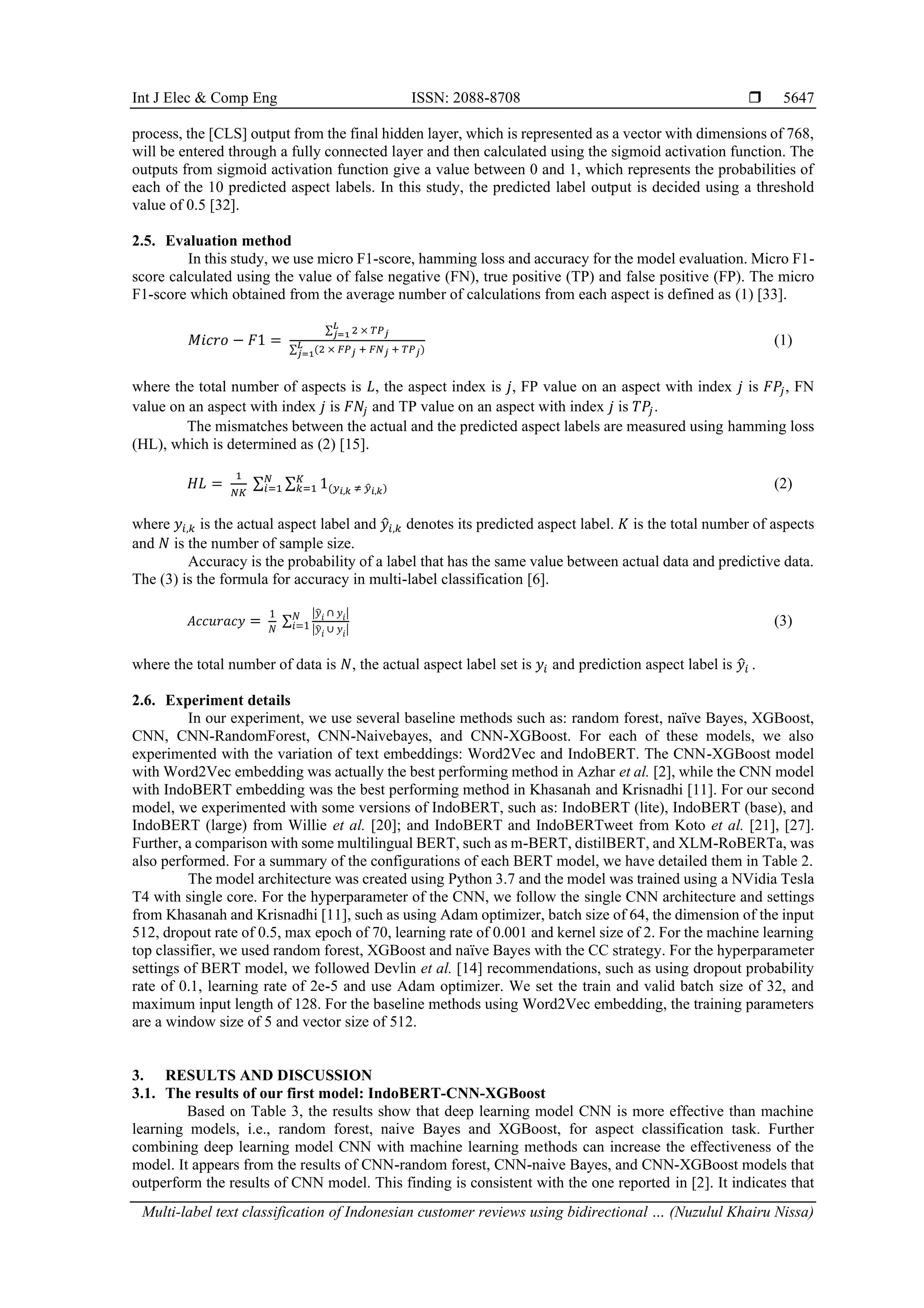 Multi Label Text Classification Of Indonesian Customer Reviews Using Bidirectional Encoder