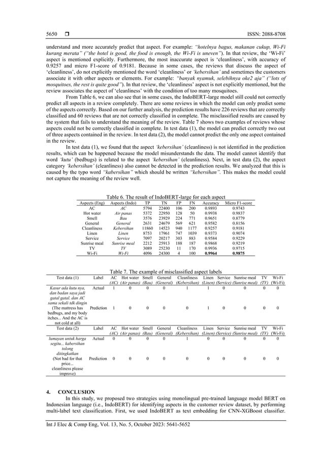 Multi-label text classification of Indonesian customer reviews using bidirectional encoder ...