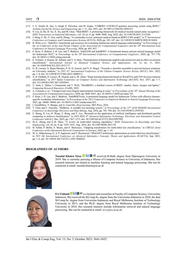 Multi Label Text Classification Of Indonesian Customer Reviews Using Bidirectional Encoder