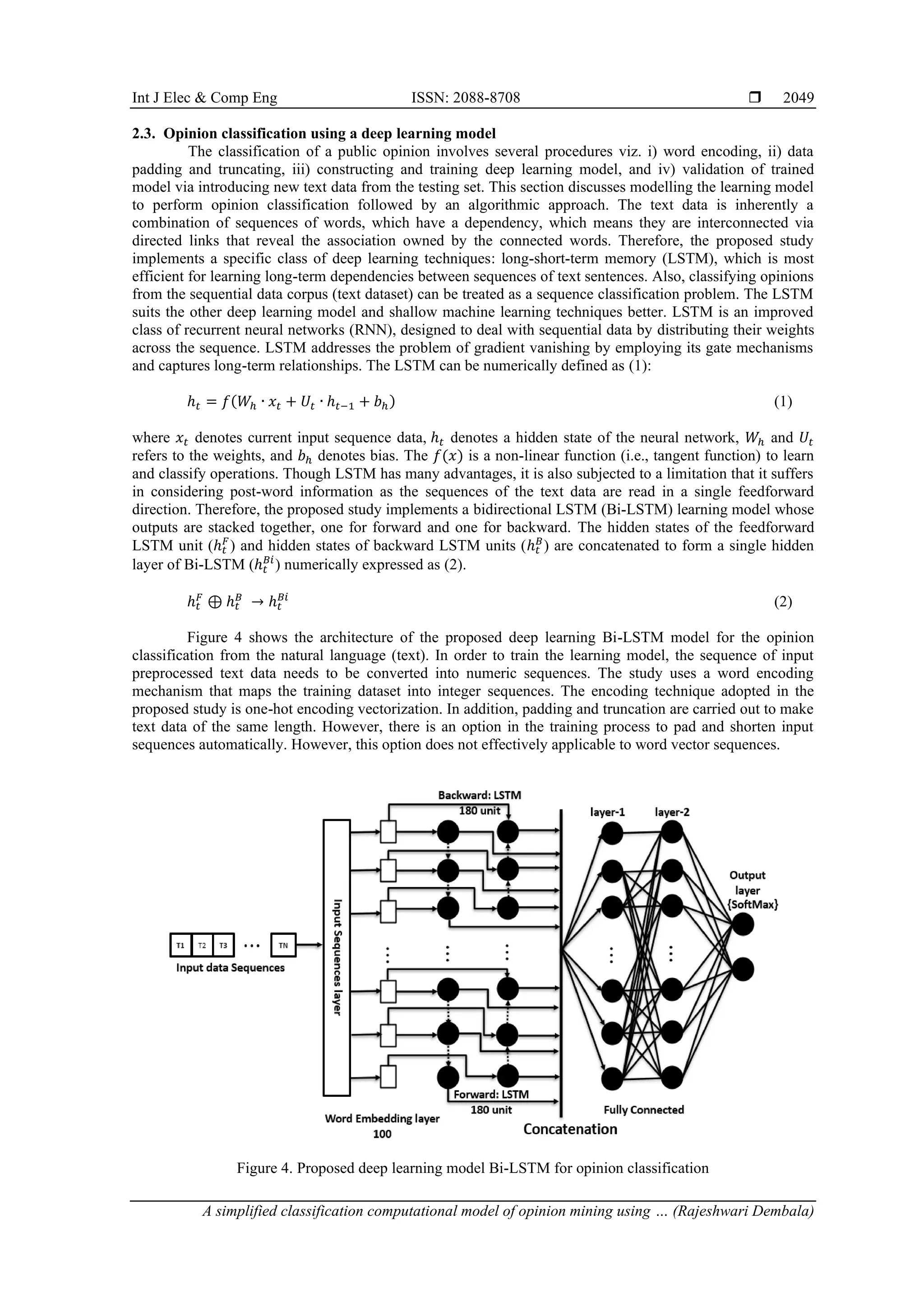 A simplified classification computational model of opinion mining using deep learning | PDF