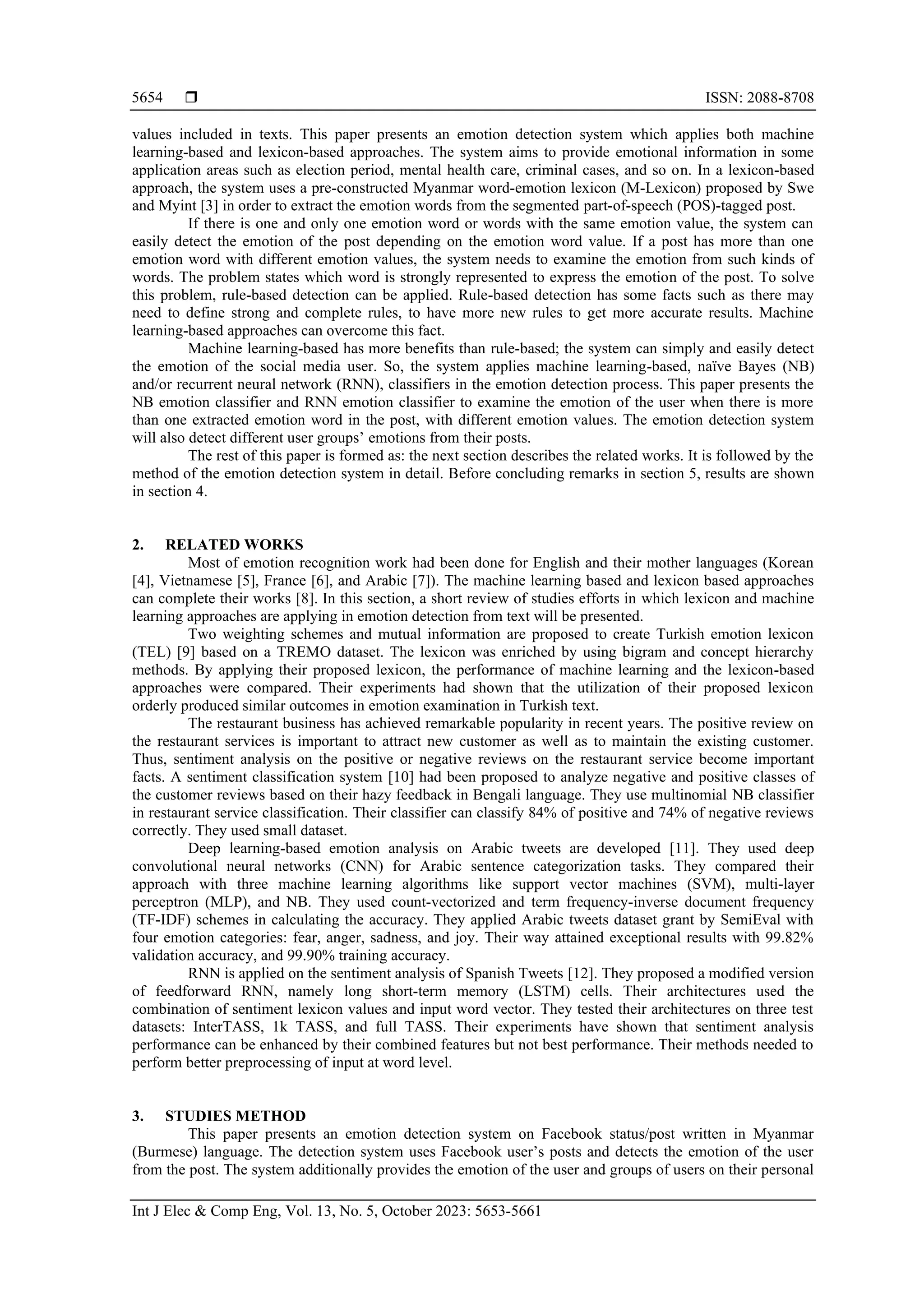 Emotion detection on social media status in Myanmar language | PDF | Social Networking | Internet