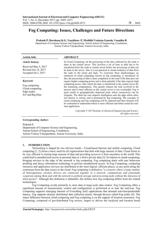 Fog Computing: Issues, Challenges and Future Directions | PDF