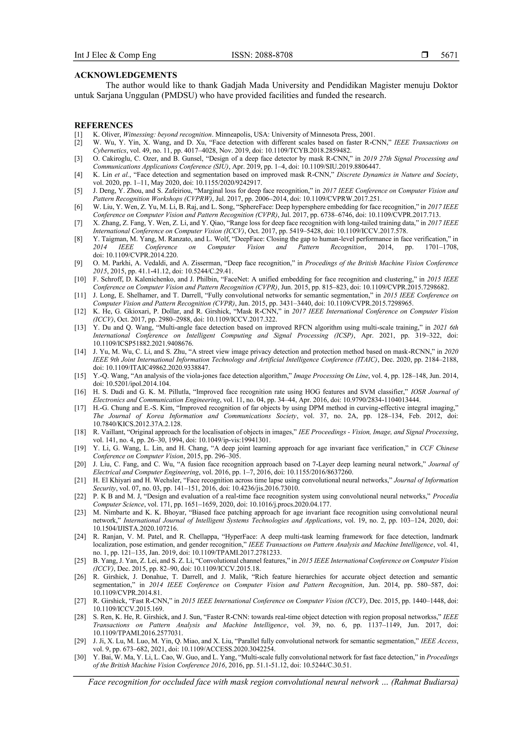 Face recognition for occluded face with mask region convolutional neural network and fully ...