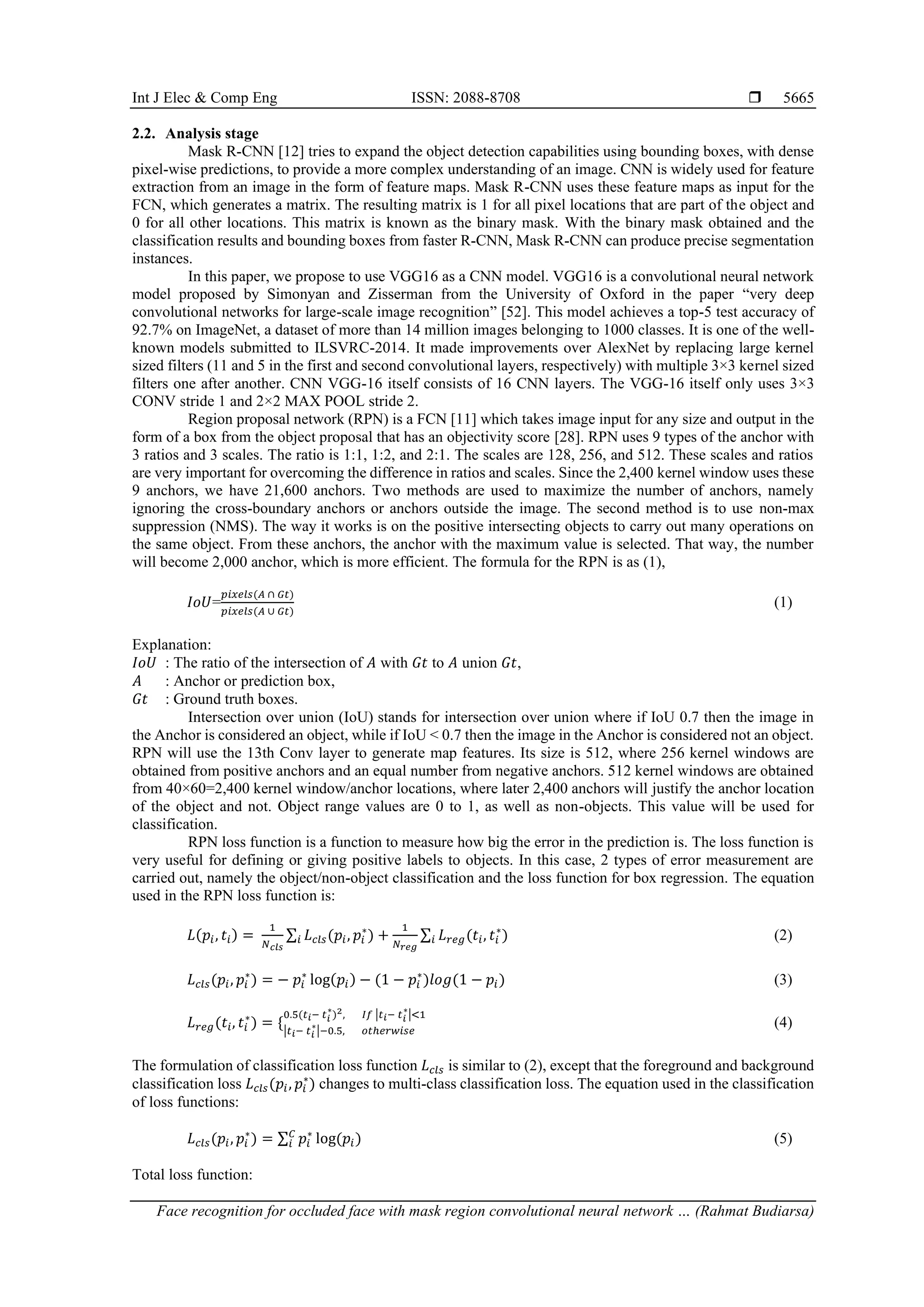 Face recognition for occluded face with mask region convolutional neural network and fully ...