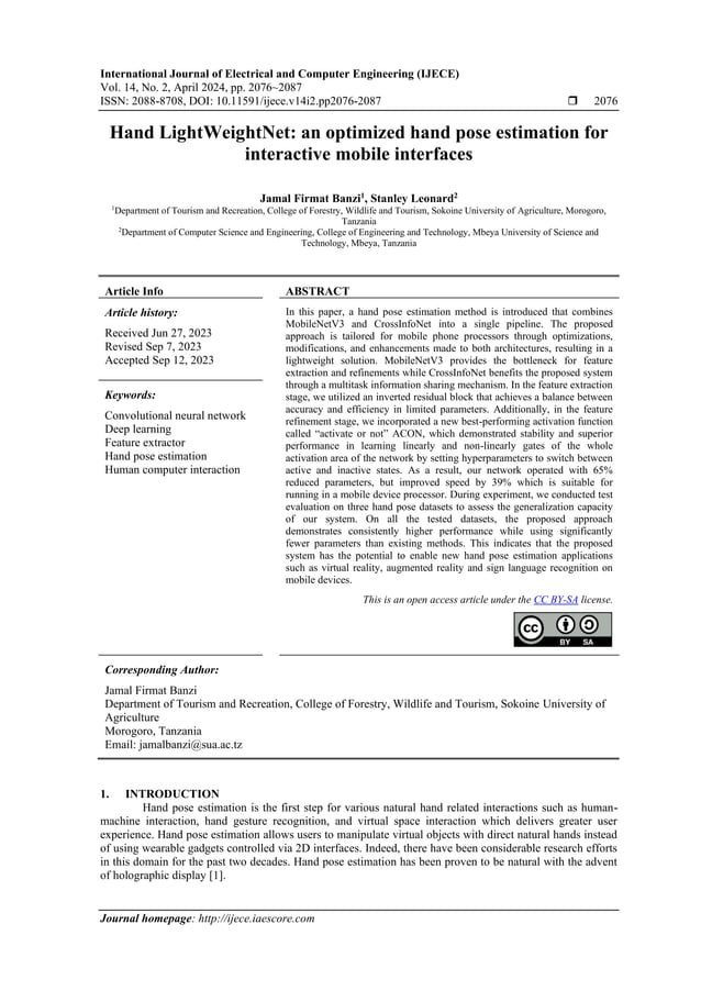 Hand LightWeightNet: an optimized hand pose estimation for interactive ...