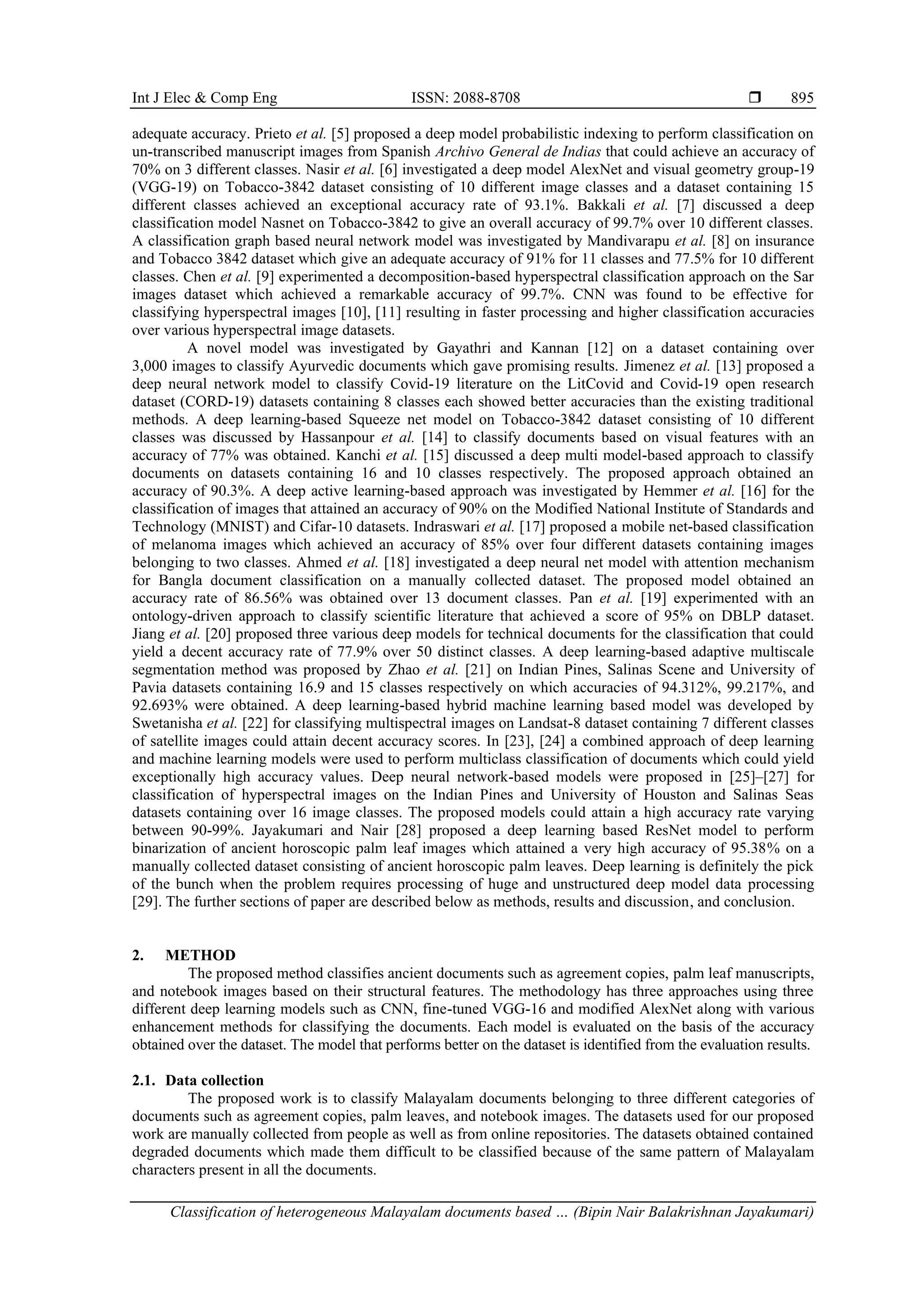Classification Of Heterogeneous Malayalam Documents Based On Structural Features Using Deep