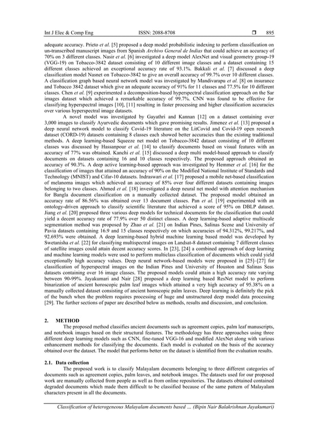 Classification of heterogeneous Malayalam documents based on structural features using deep ...