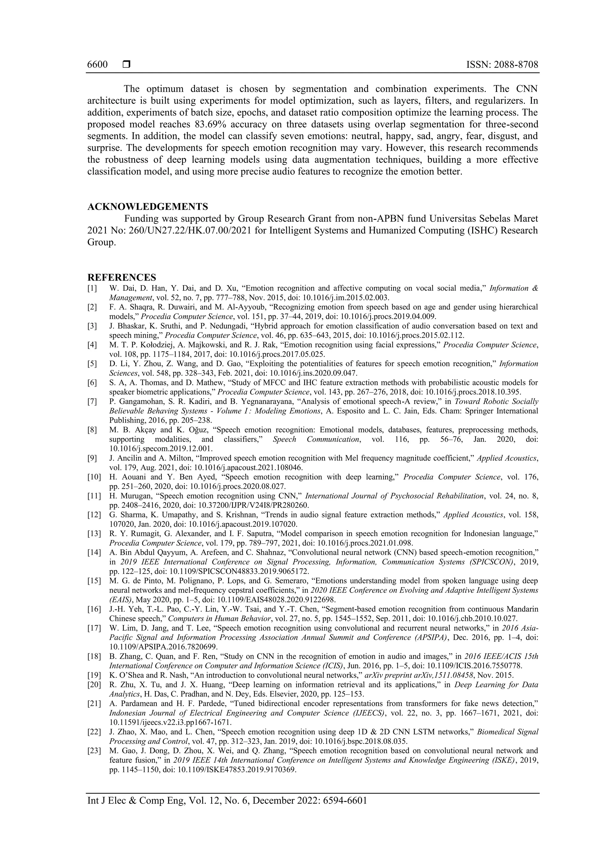 Speech emotion recognition using 2D-convolutional neural network | PDF