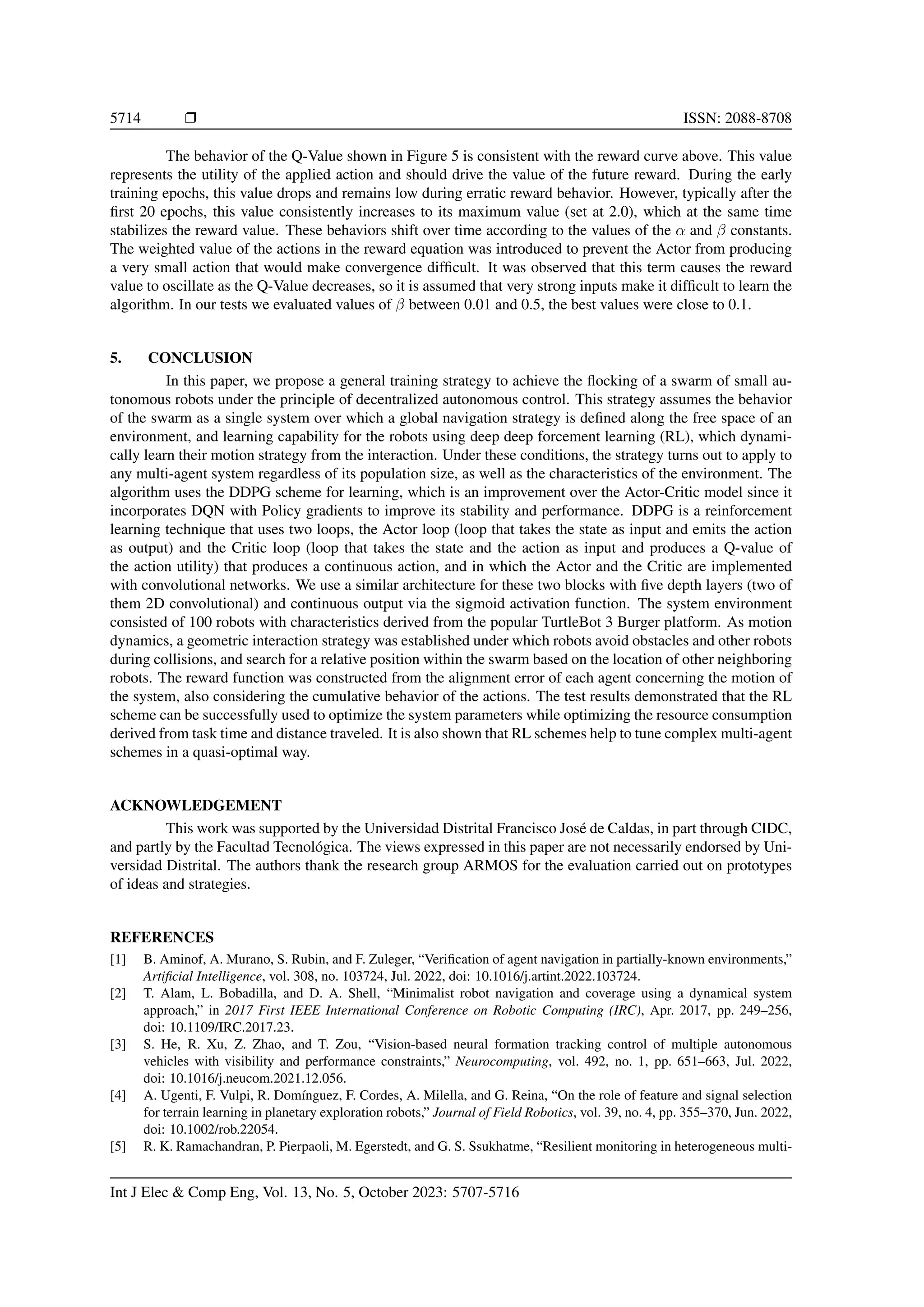 A deep reinforcement learning strategy for autonomous robot flocking | PDF