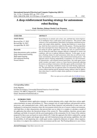 A deep reinforcement learning strategy for autonomous robot flocking | PDF