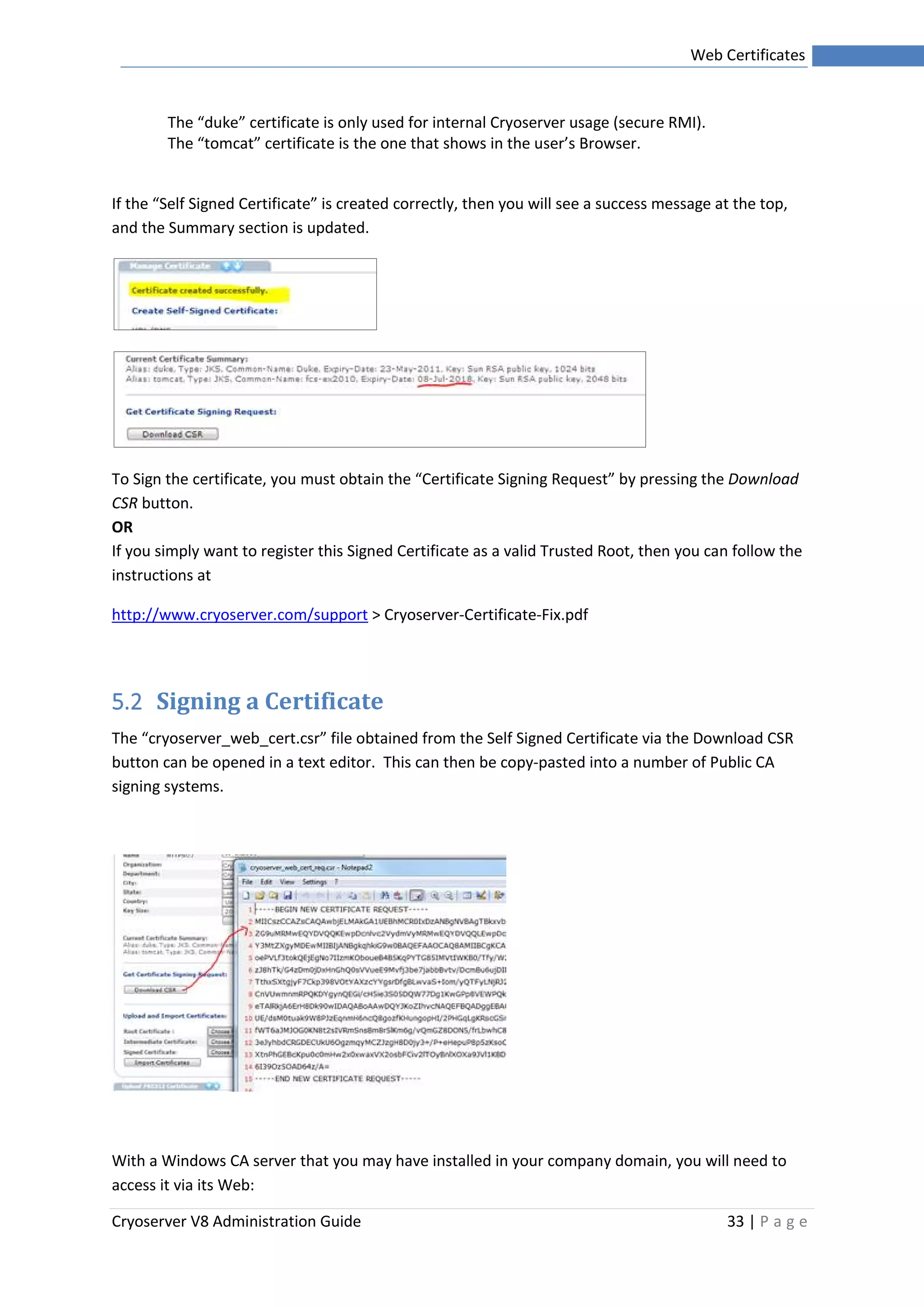 Cryoserver V8 admin guide | PDF