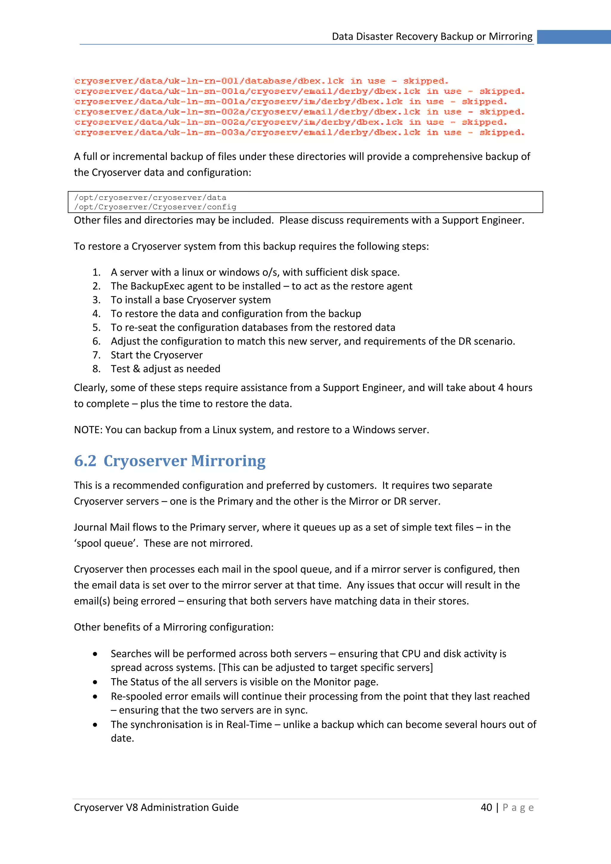Cryoserver V8 admin guide | PDF