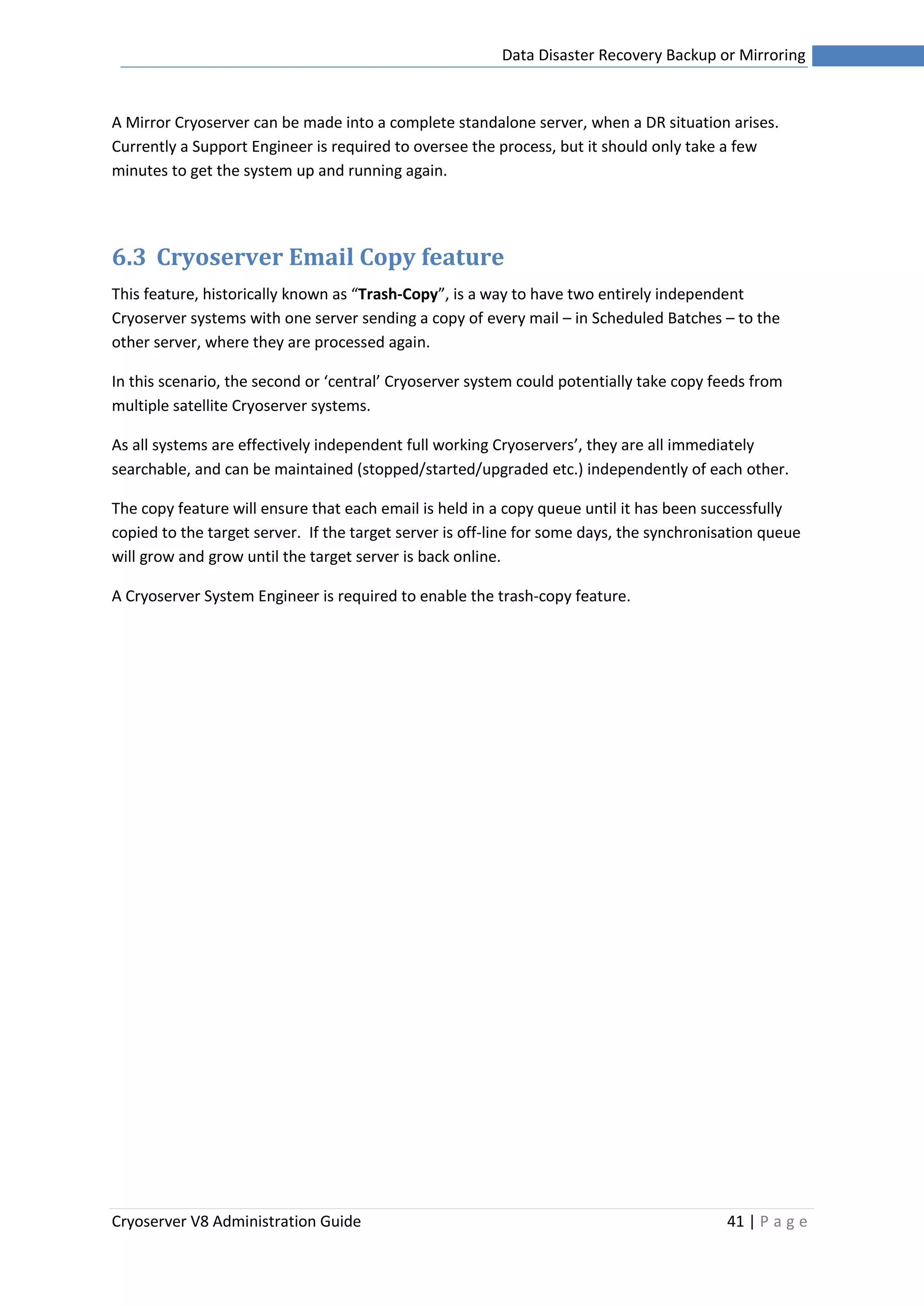 Cryoserver V8 admin guide | PDF
