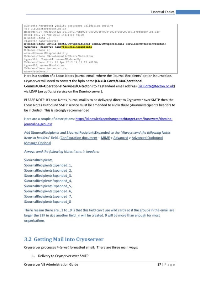 Cryoserver V8 admin guide | PDF