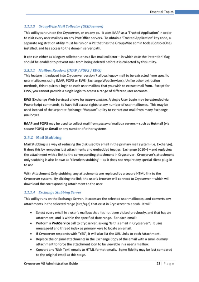 Cryoserver V8 admin guide | PDF