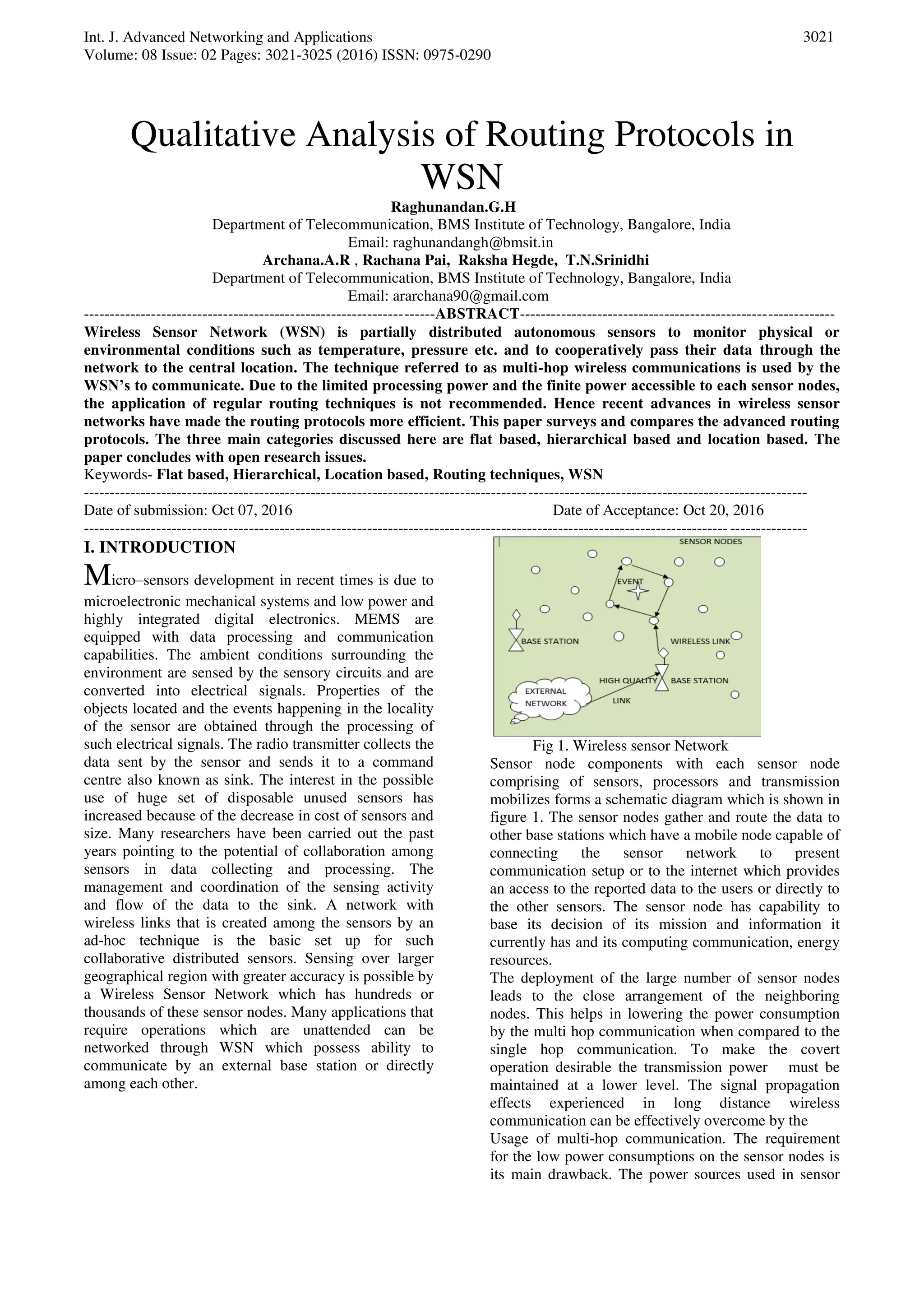 Qualitative Analysis of Routing Protocols in WSN | PDF
