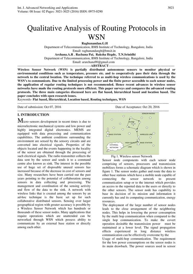 Qualitative Analysis of Routing Protocols in WSN | PDF