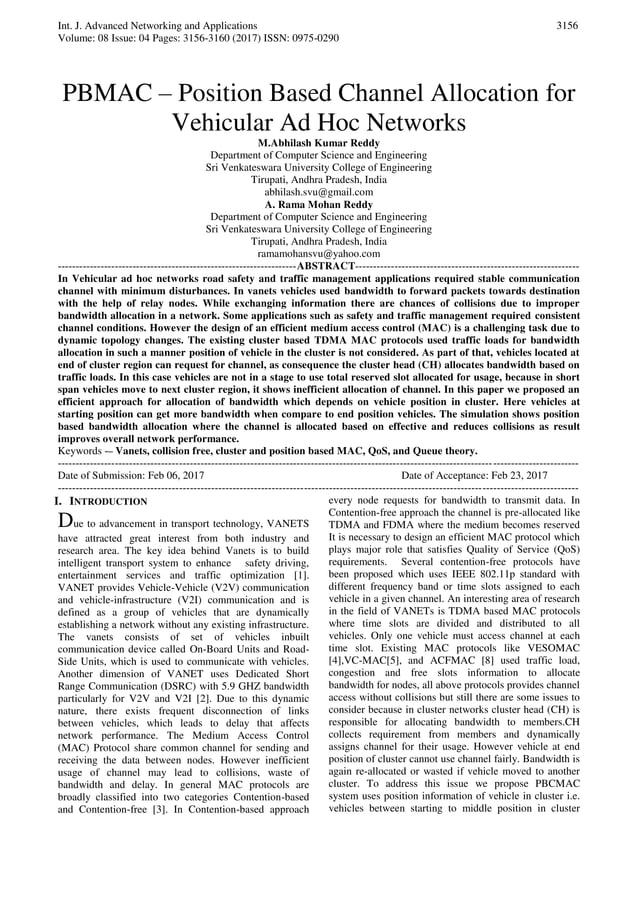 PBMAC – Position Based Channel Allocation for Vehicular Ad Hoc Networks | PDF