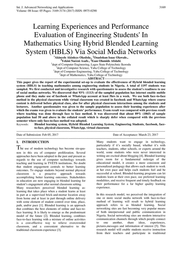 Learning Experiences and Performance Evaluation of Engineering Students' In Mathematics Using ...
