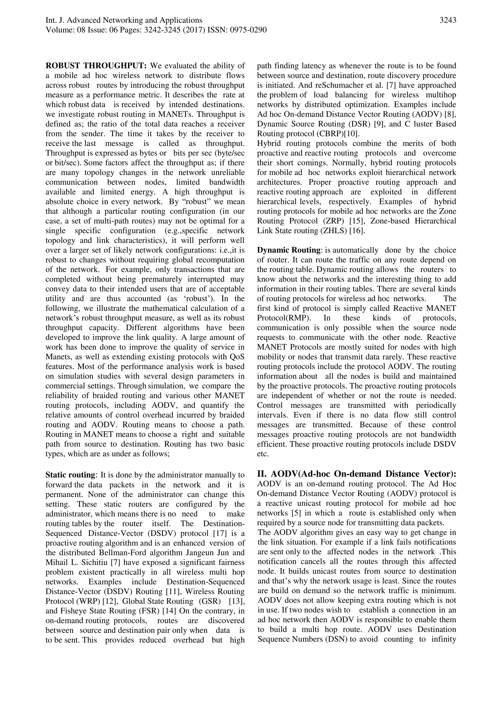 Packet Transfer Rate & Robust Throughput for Mobile Adhoc Network | PDF