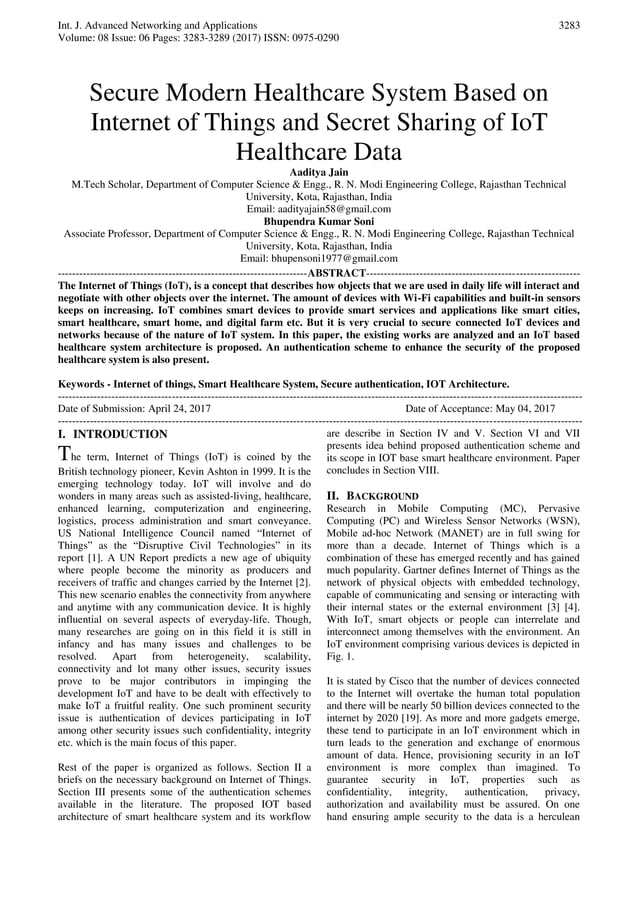 Secure Modern Healthcare System Based on Internet of Things and Secret Sharing of IoT Healthcare ...