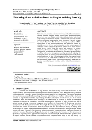 Predicting churn with filter-based techniques and deep learning | PDF | Telecommunications ...