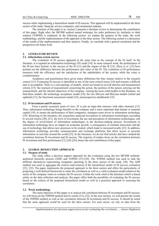 Implementation of a decision support process for evaluating the correlation between IT ...