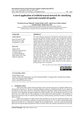 A novel application of artificial neural network for classifying agarwood essential oil quality ...