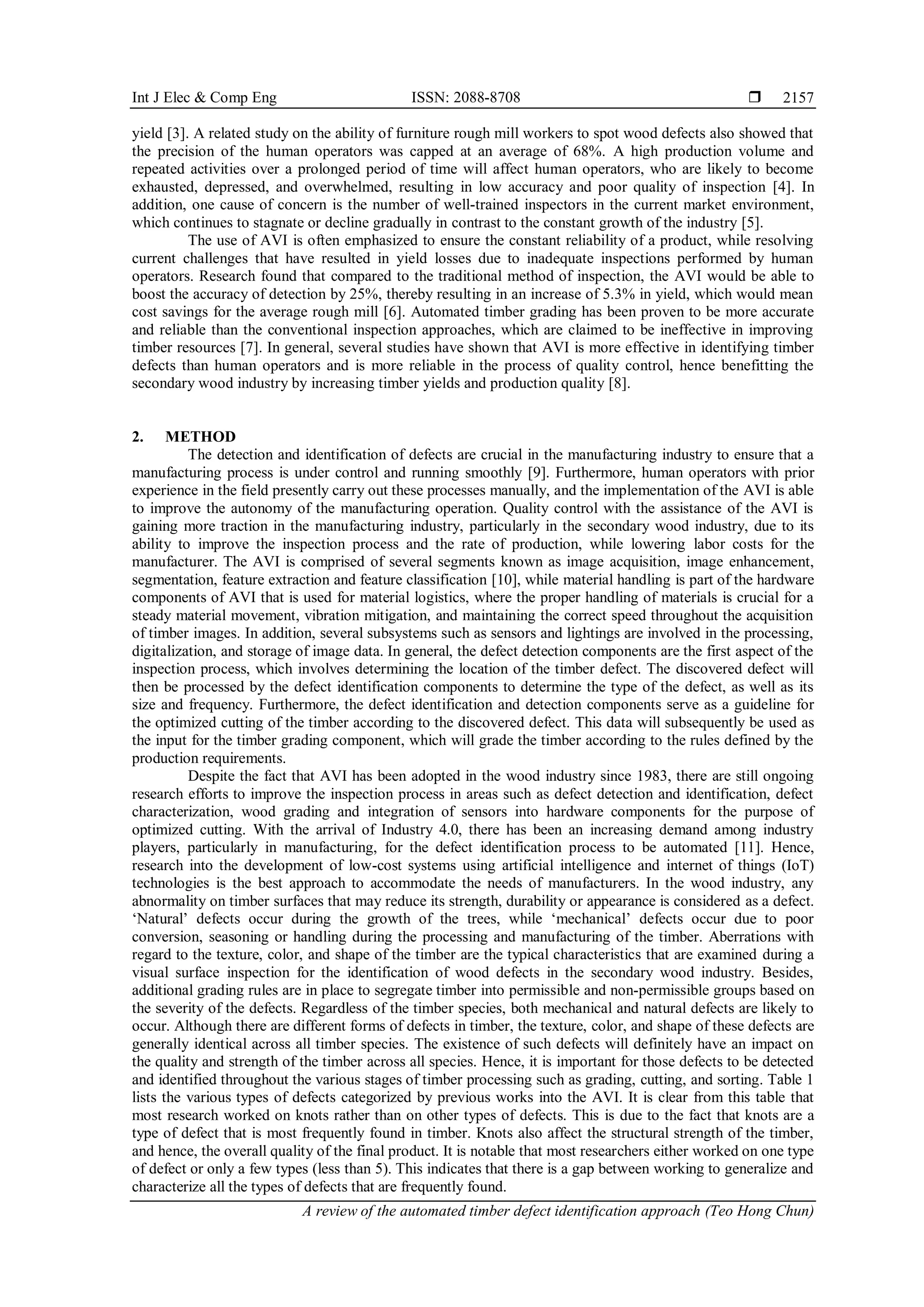 A review of the automated timber defect identification approach | PDF